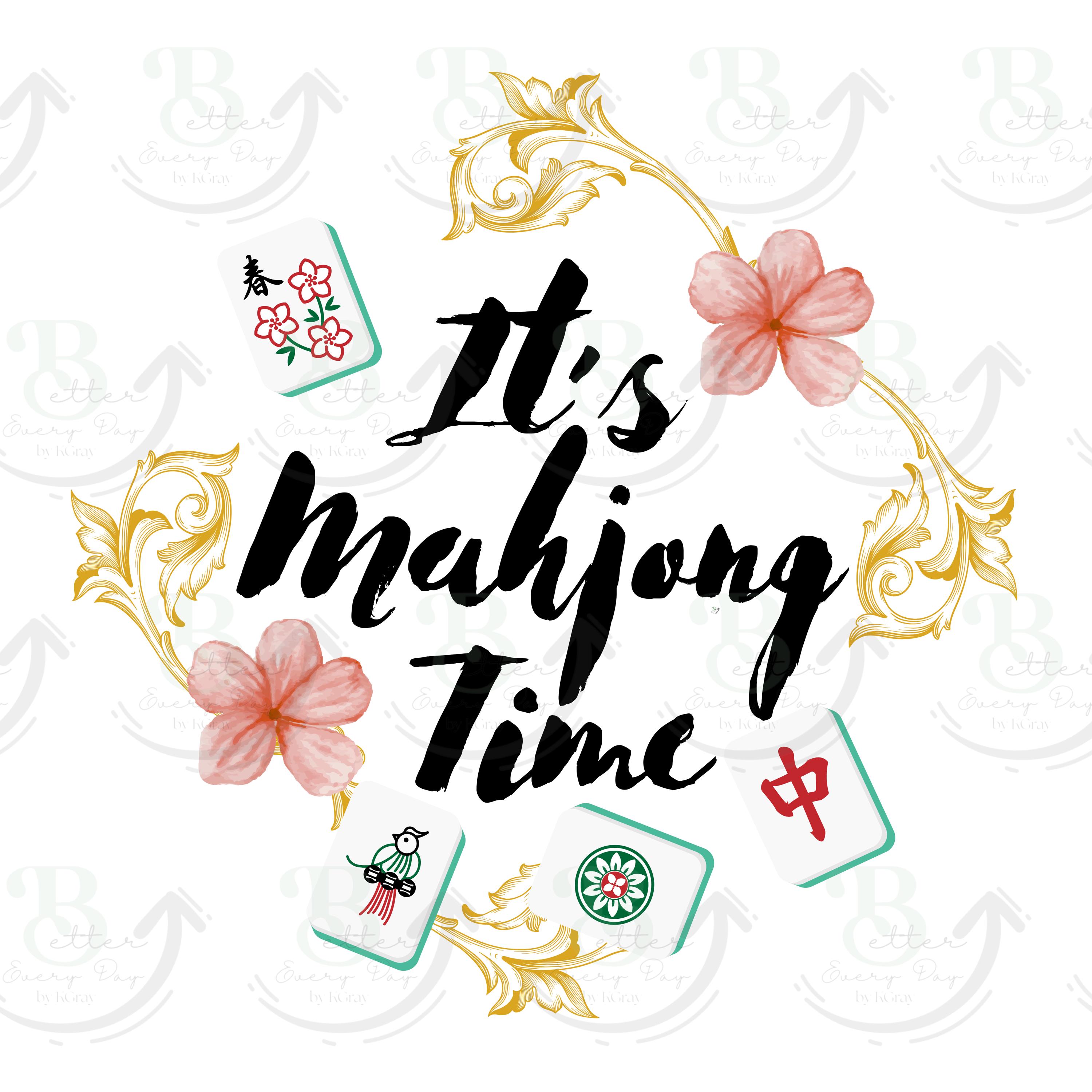 Mahjong: It's Mahjong Time! (black & White Font) PNG - Etsy