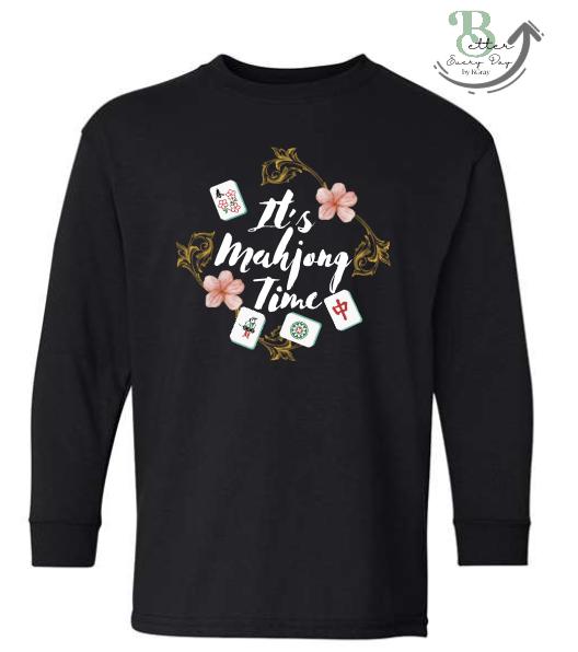 Mahjong: It's Mahjong Time! (black & White Font) PNG - Etsy