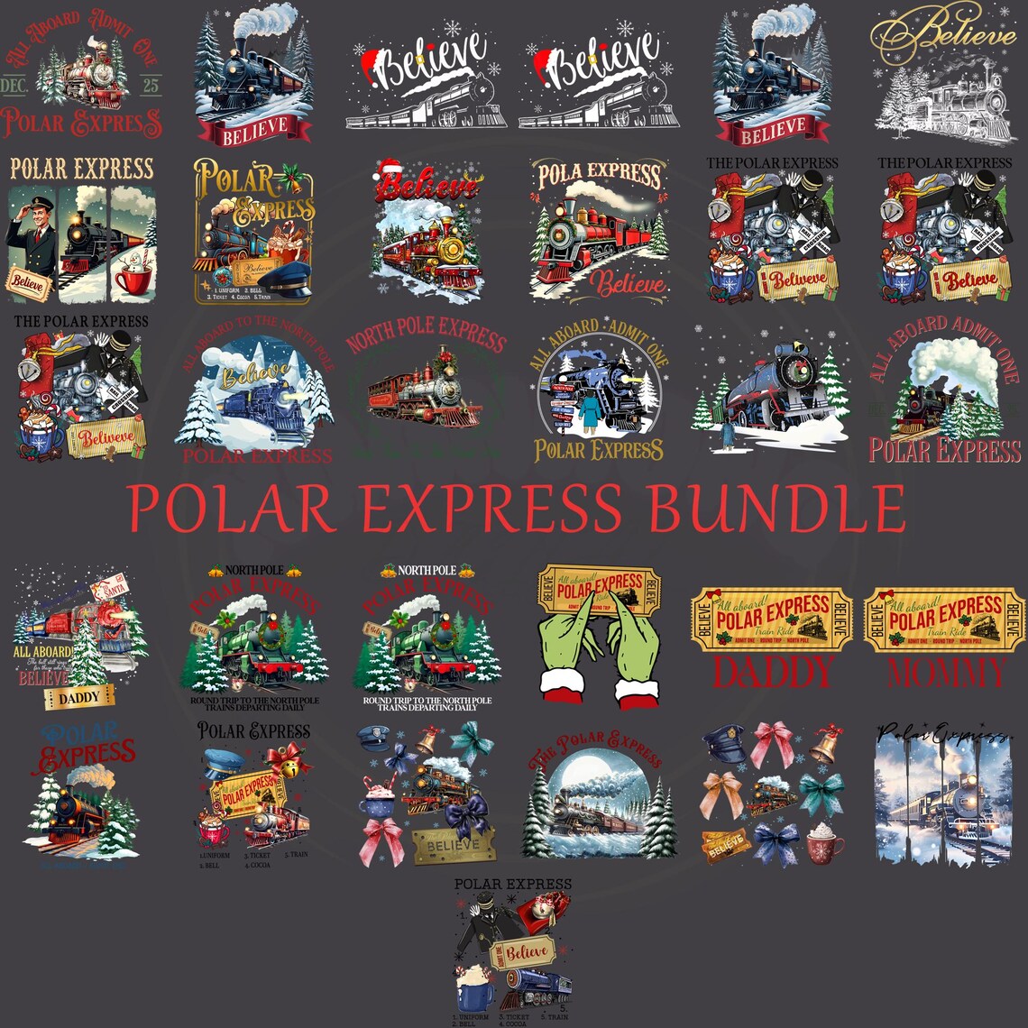 Polar Express North Pole PNG Bundle, Christmas Train Clipart Digital ...