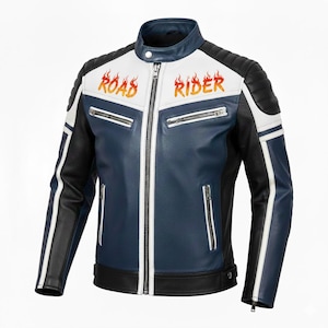 Men’s Quilted Leather Biker Jacket Road Rider Slim Fit Bomber Jacket ...