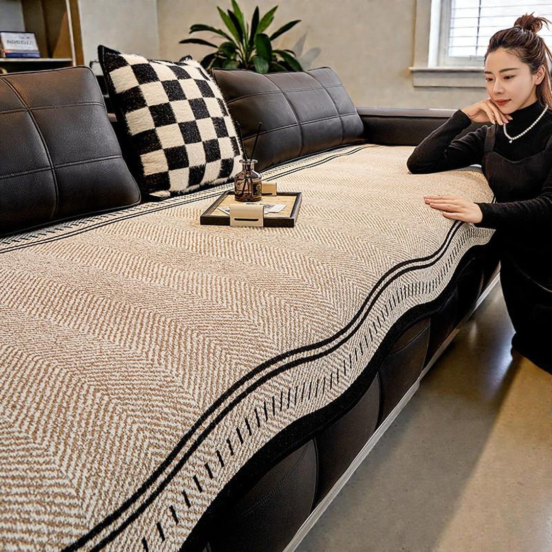 Luxury Special Shaped Sofa Cushion Anti Slip Fixed Straight Leather ...