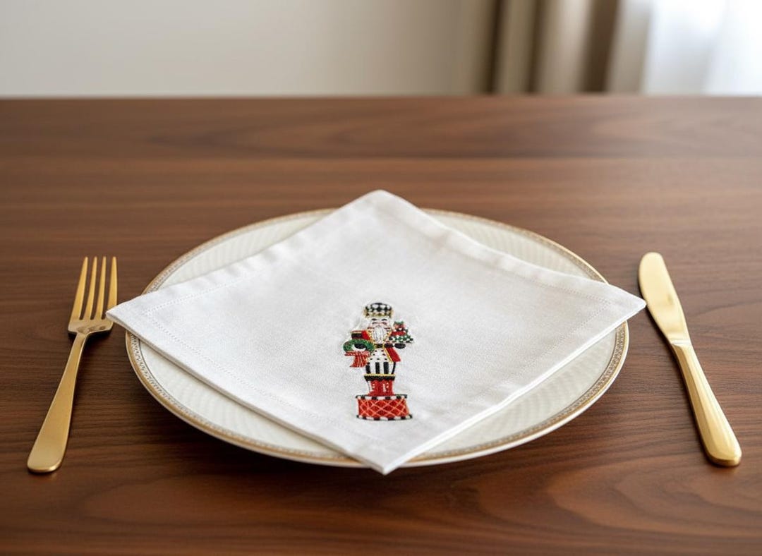 Table Linen Napkin "nutcracker" 40x40 Cm, Christmas Table Napkin, 100% ...