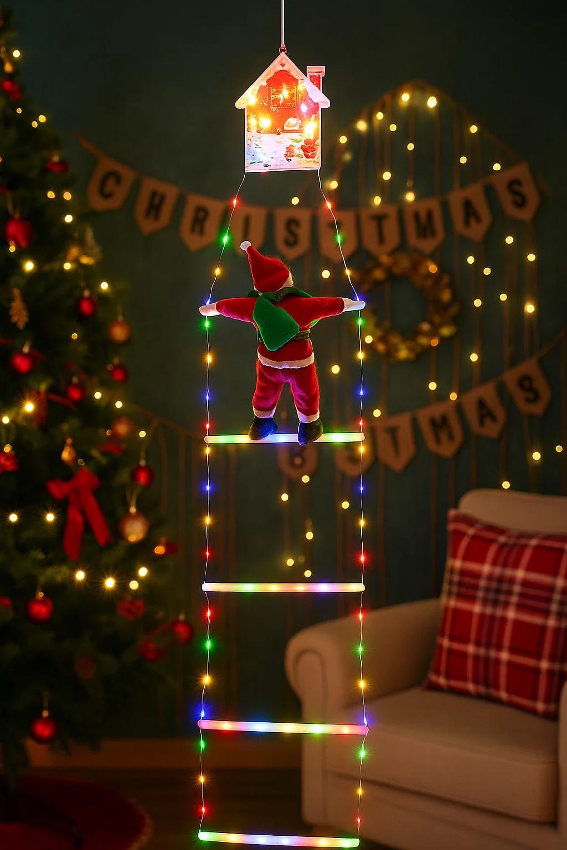 Santa Climbing Ladder Light – Festive Christmas Wall Decor - Etsy
