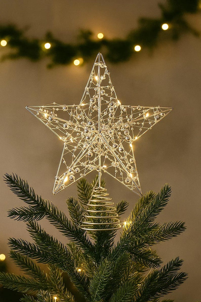 Warm White LED Christmas Tree Topper - 3D Star Light - Etsy