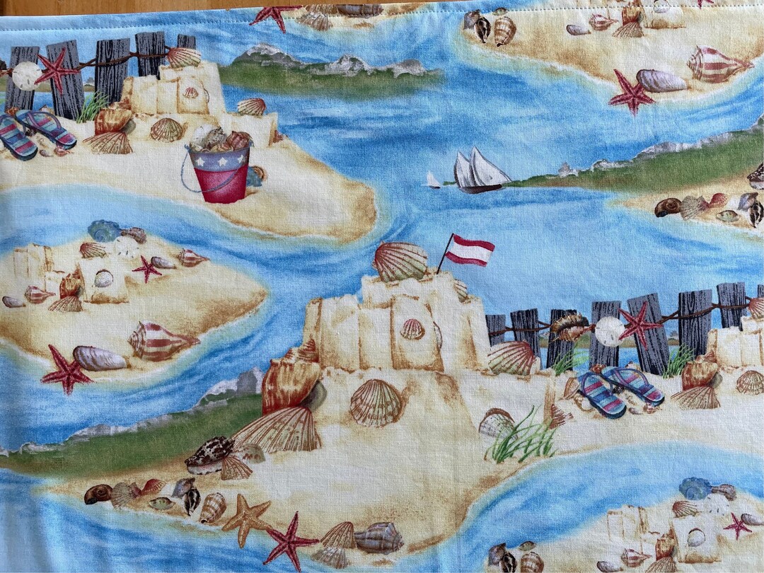 Beach Print Table Runner: Sandcastle Coastal Decor (40” X 13”) - Etsy