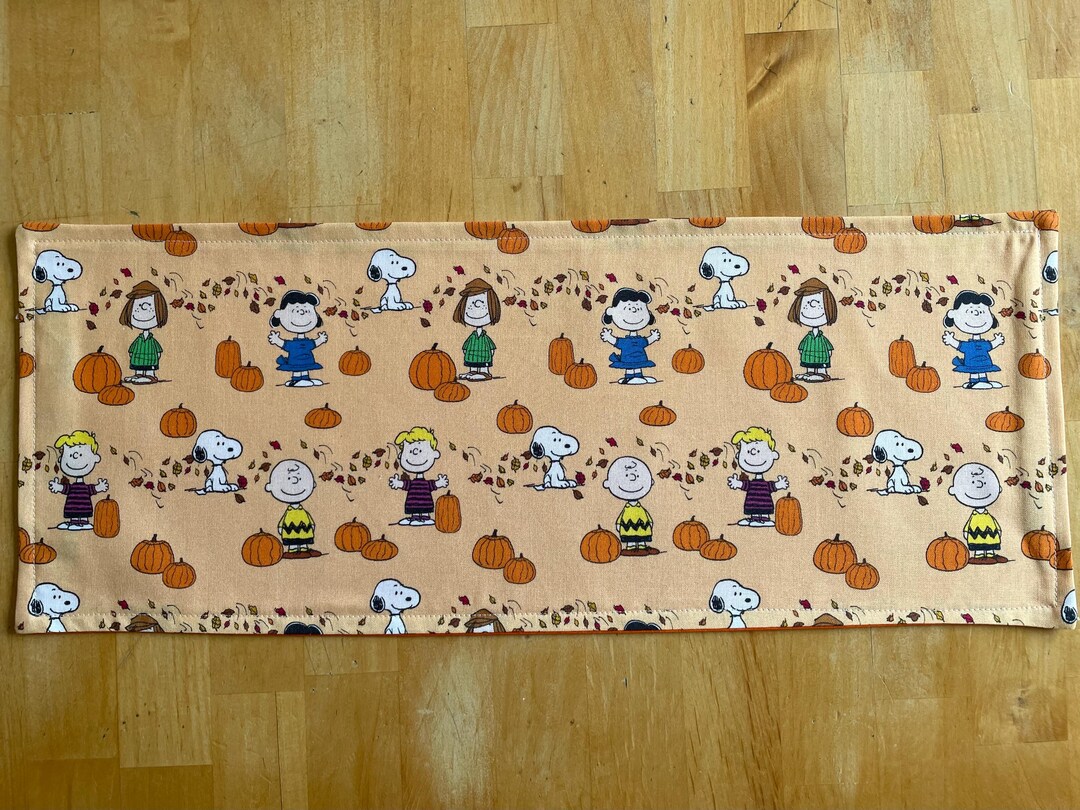 Peanuts Inspired Reversible Fall Themed Mini Table Runner/ Toilet ...