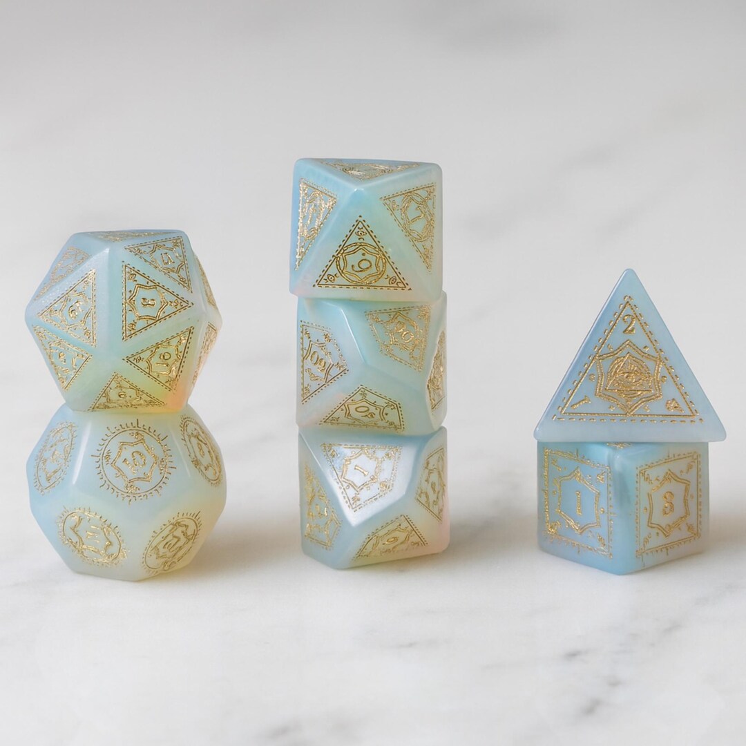 Carved Opal DND Dice Set, Hand-carved Gemstone Polyhedral Dice for ...