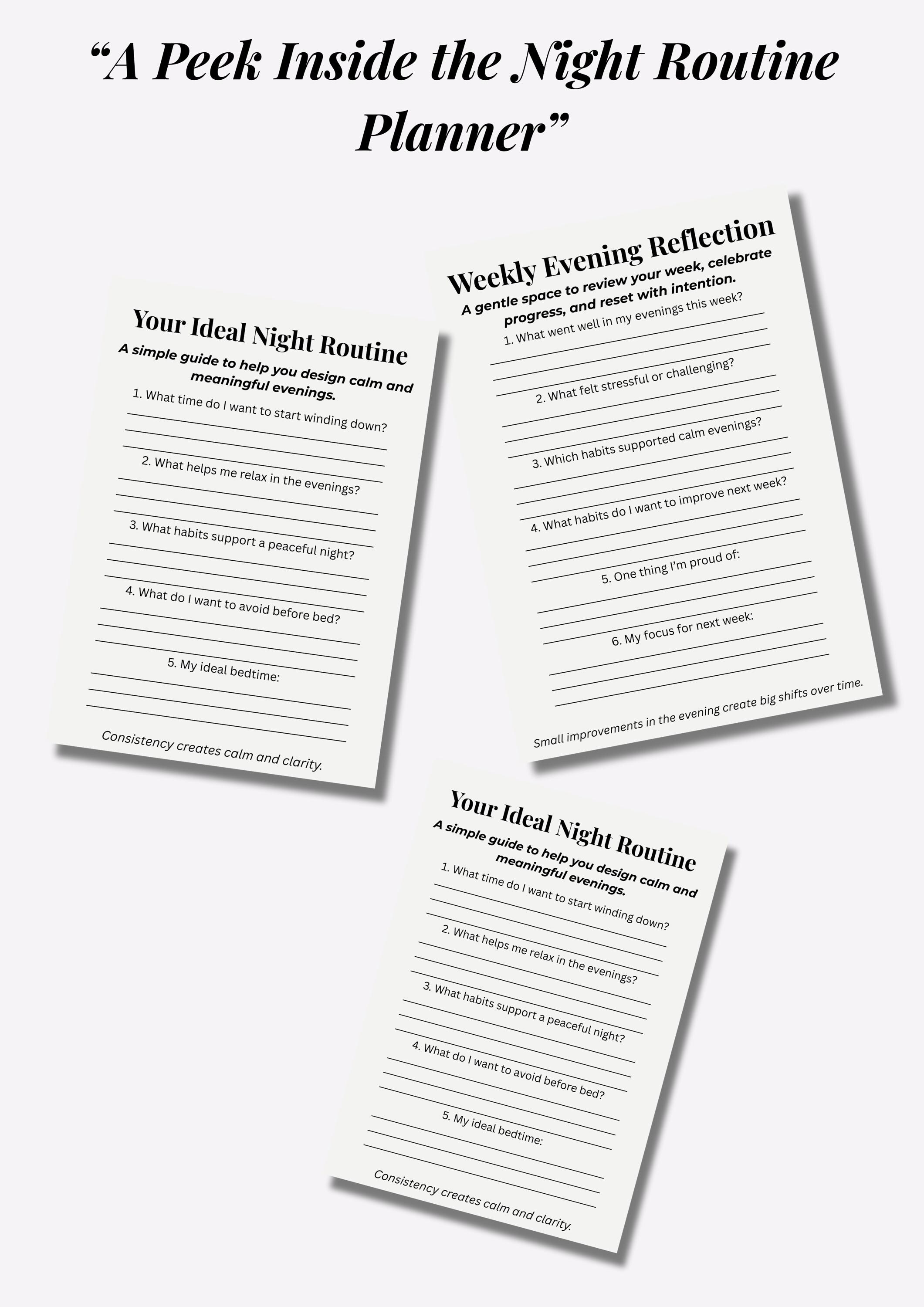 Night Routine Planner | Evening Checklist, Reflection Journal (PDF) - Etsy