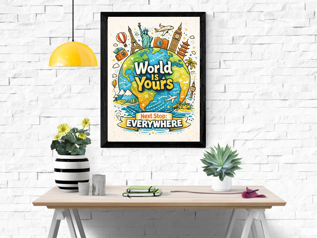 World is Yours Travel Art Print, Globe Illustration (digital Download ...
