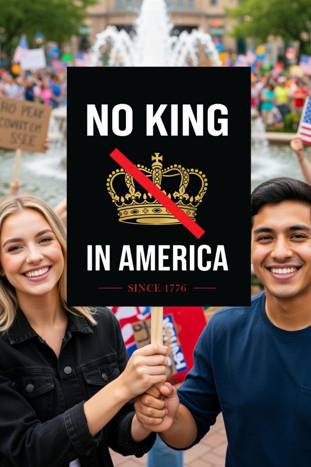 No Kings in America Protest Sign, Anti-trump Resistance, Political ...