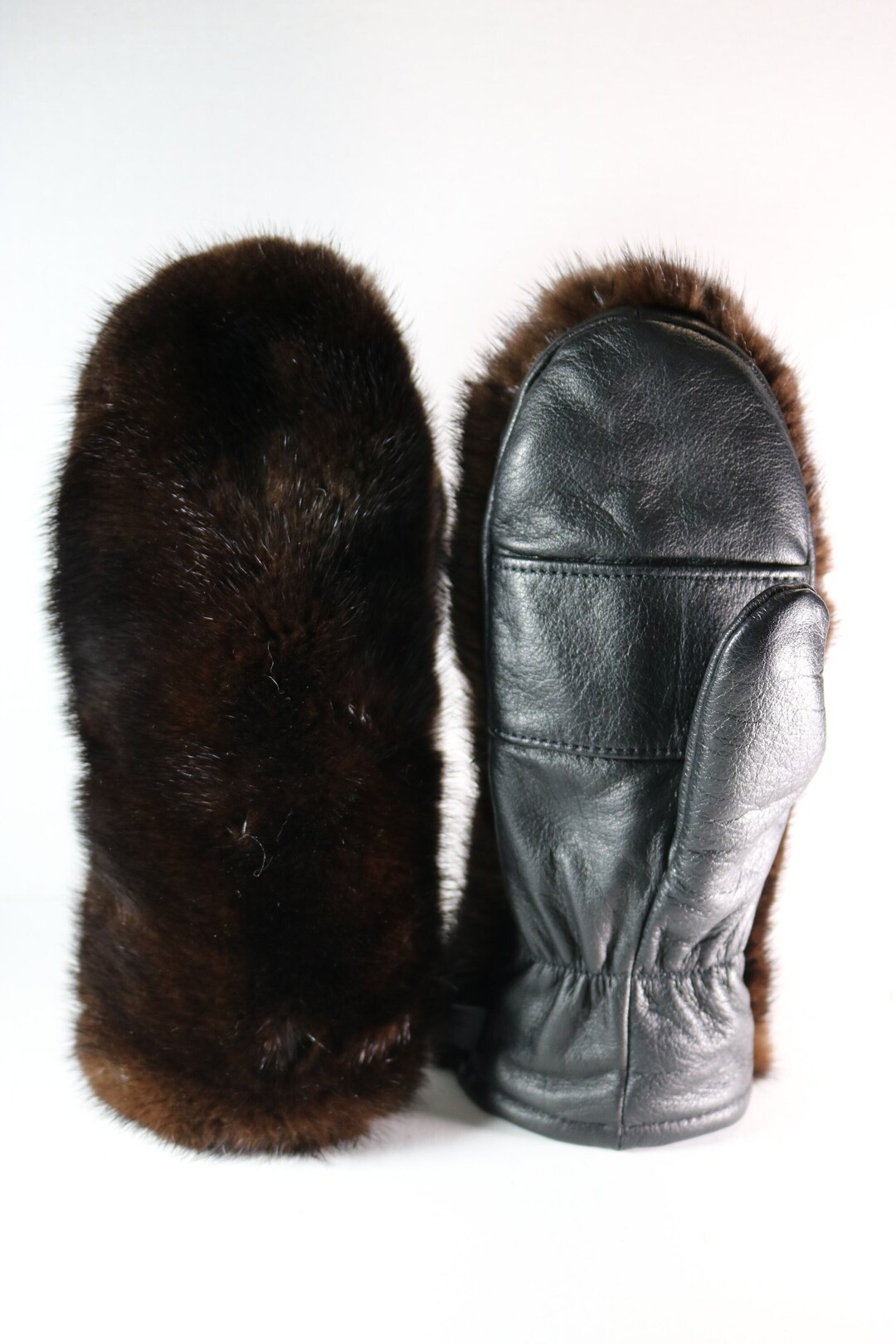Fur and Leather Mitten Gloved Inside - Etsy