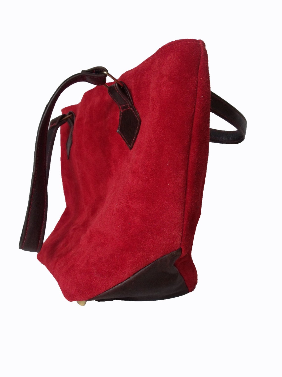 Ladies Beautiful Red Suede Tote Style Handbag - Etsy