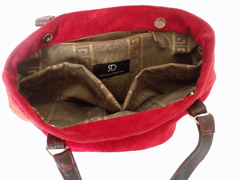 Ladies Beautiful Red Suede Tote Style Handbag - Etsy