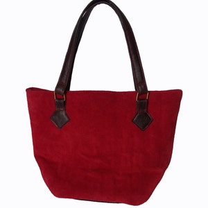 Ladies Beautiful Red Suede Tote Style Handbag - Etsy