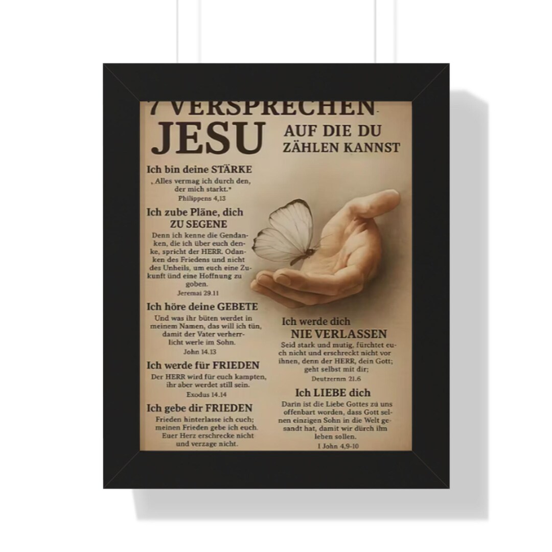 Promises of Jesus Framed Vertical Poster | Scripture Wall Art ...