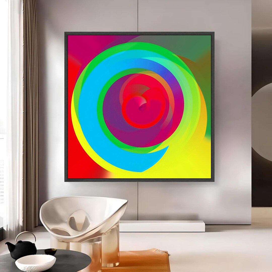 Color Swirl Canvas Art, Modern Geometric Spiral, Bold Home Decor, Large ...