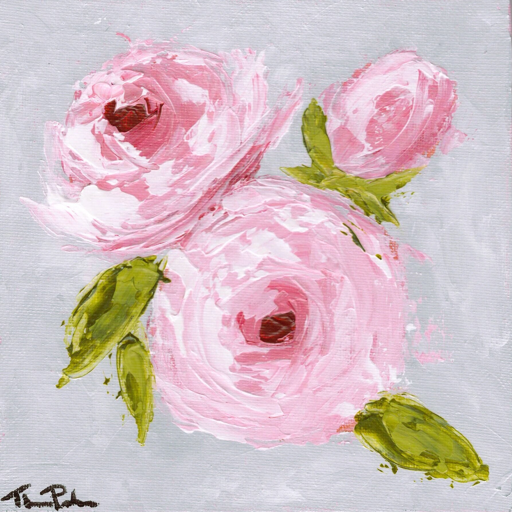 Rose Pink Roses Digital Download Original Art Palette Knife Painting - Etsy