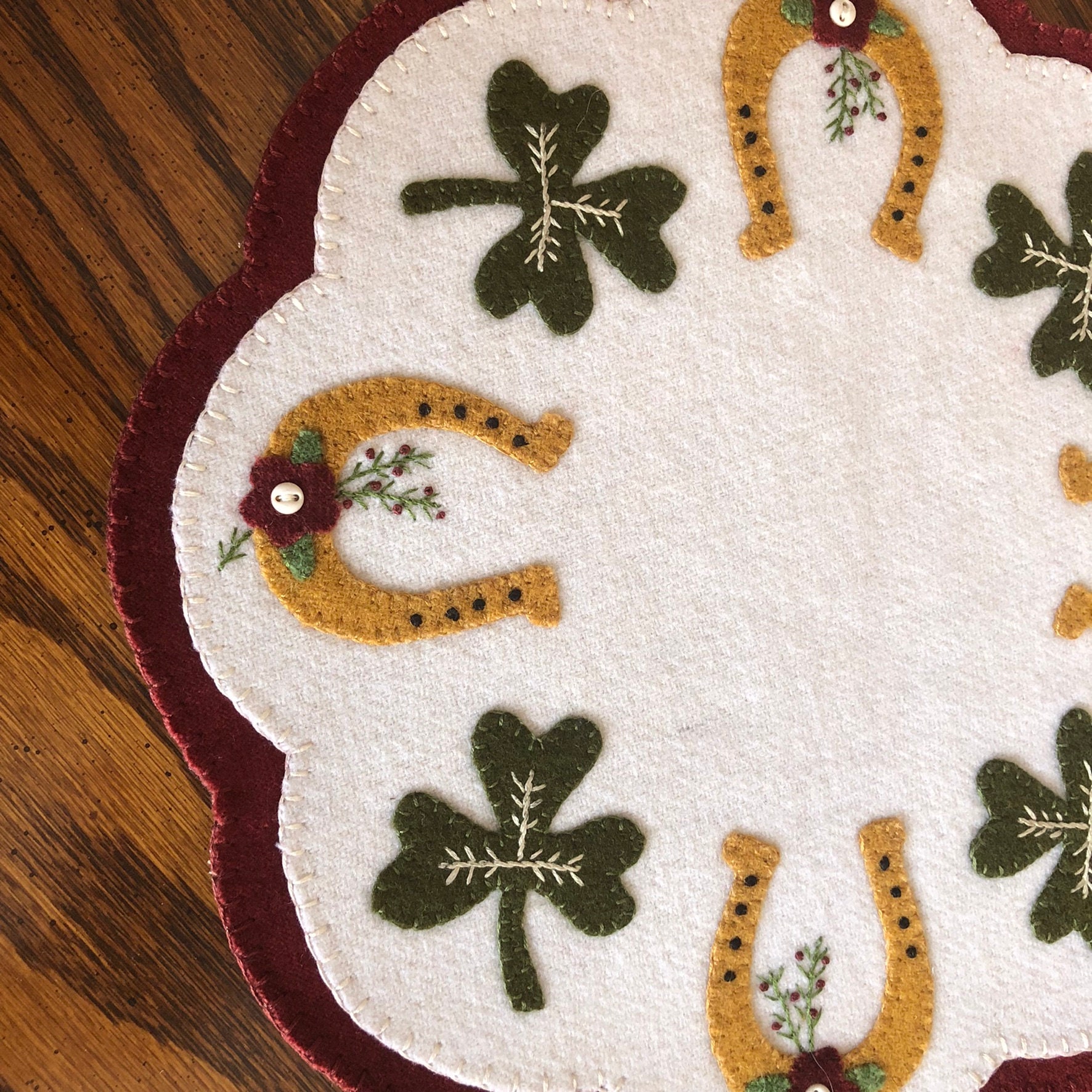 Wool Applique Lucky Shamrock Table Mat - Etsy