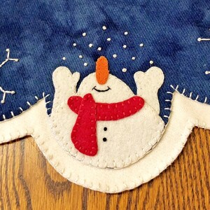 Penny Wool Applique Snowman Candle Mat - Etsy