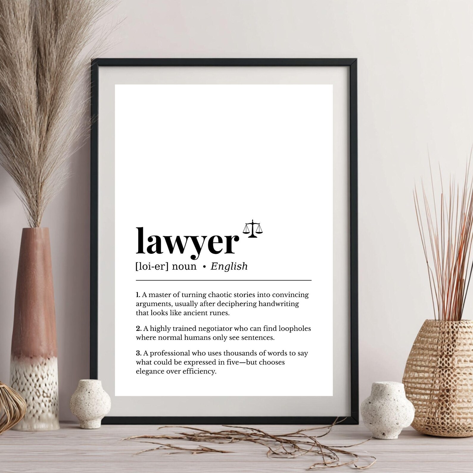 Lawyer Definition Print, Law Office Wall Art, Minimalist Office Decor ...