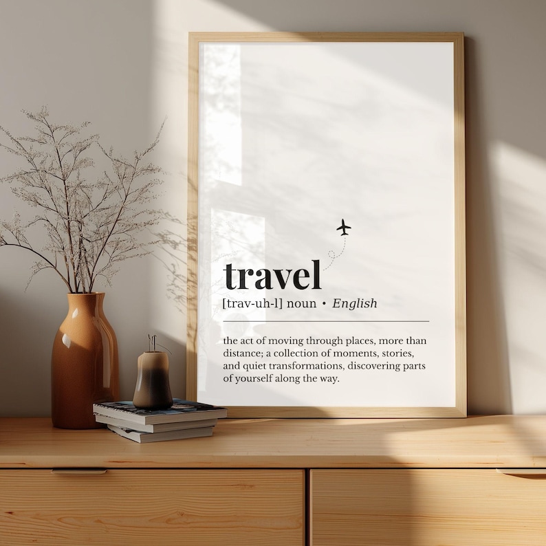Travel Word Definition Printable Wall Art, Minimal Quote Poster, Modern ...