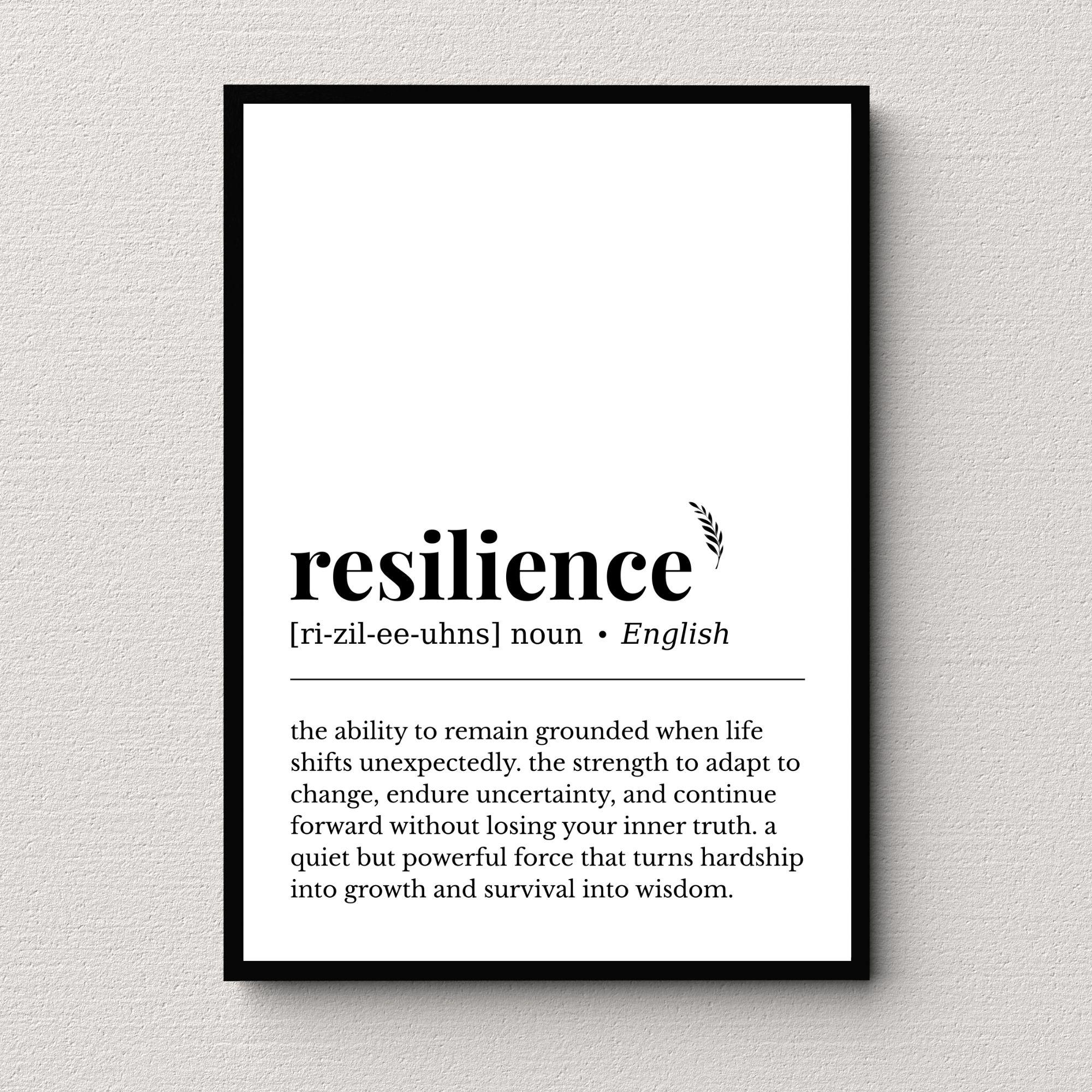 Resilience Definition Print, Minimal Typography Wall Art, Inspirational ...