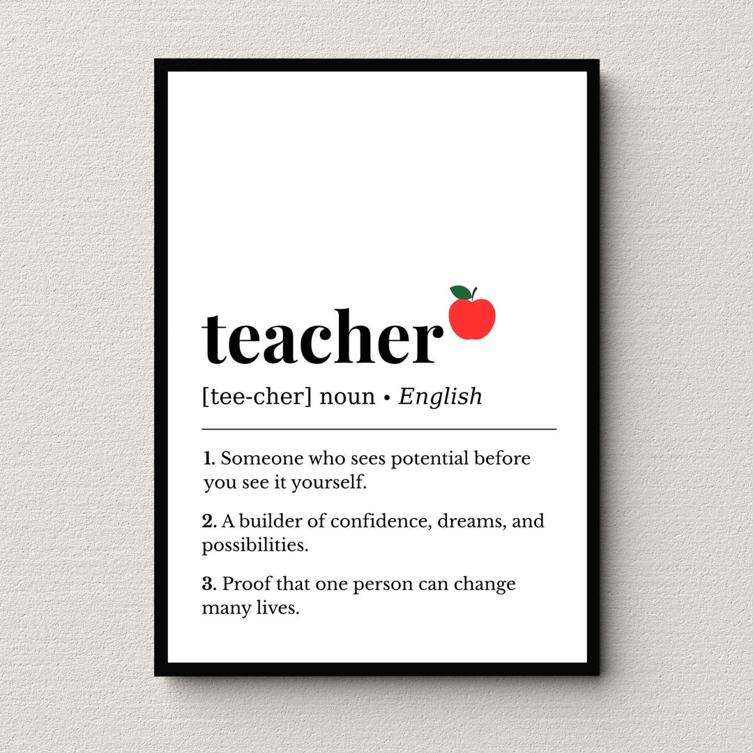 Teacher Definition Print, Printable Teacher Gift, Minimalist Classroom ...