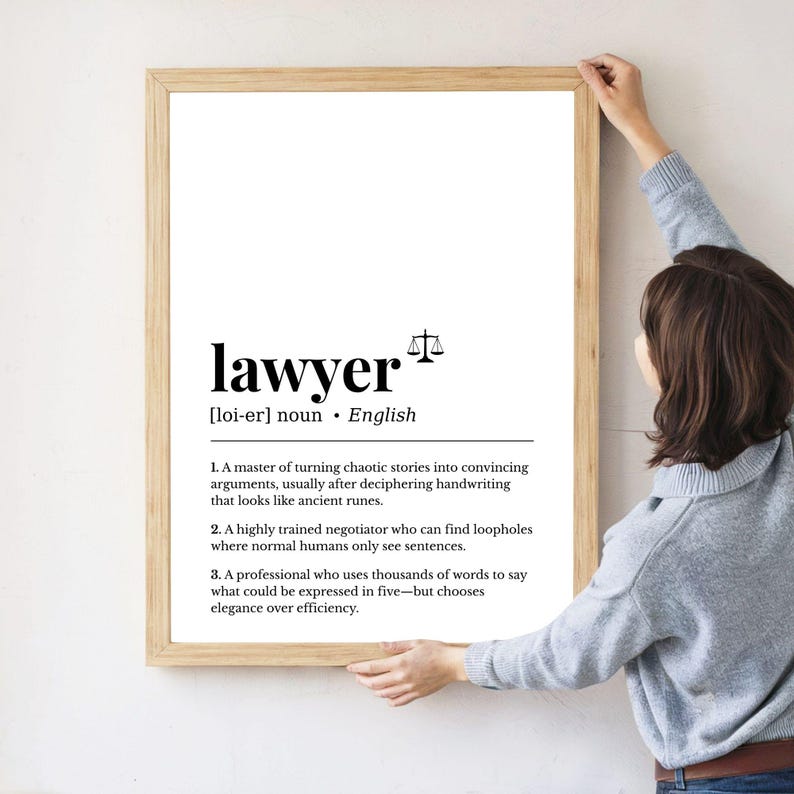 Lawyer Definition Print, Law Office Wall Art, Minimalist Office Decor ...