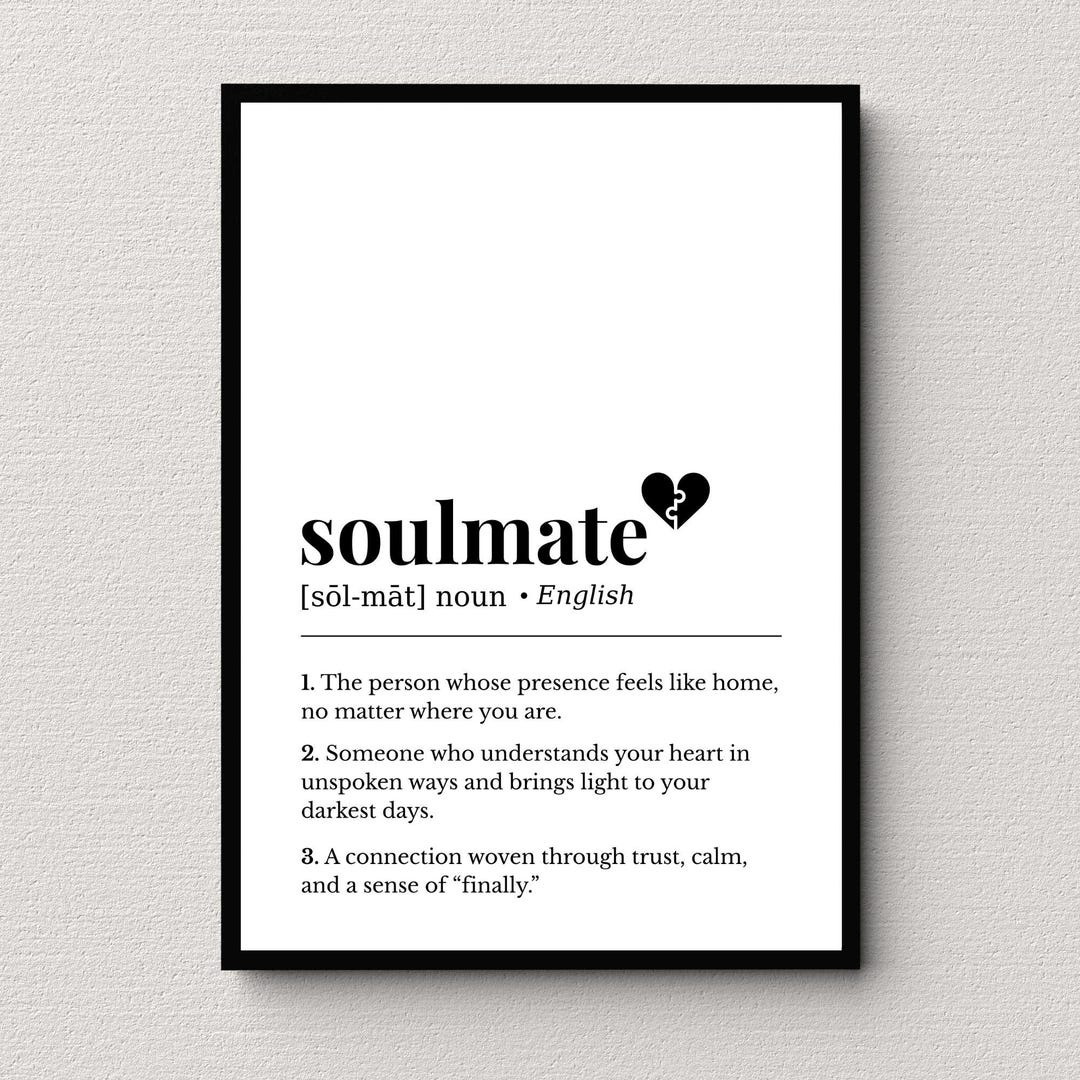 Soulmate Definition Wall Art Printable, Romantic Dictionary Poster ...