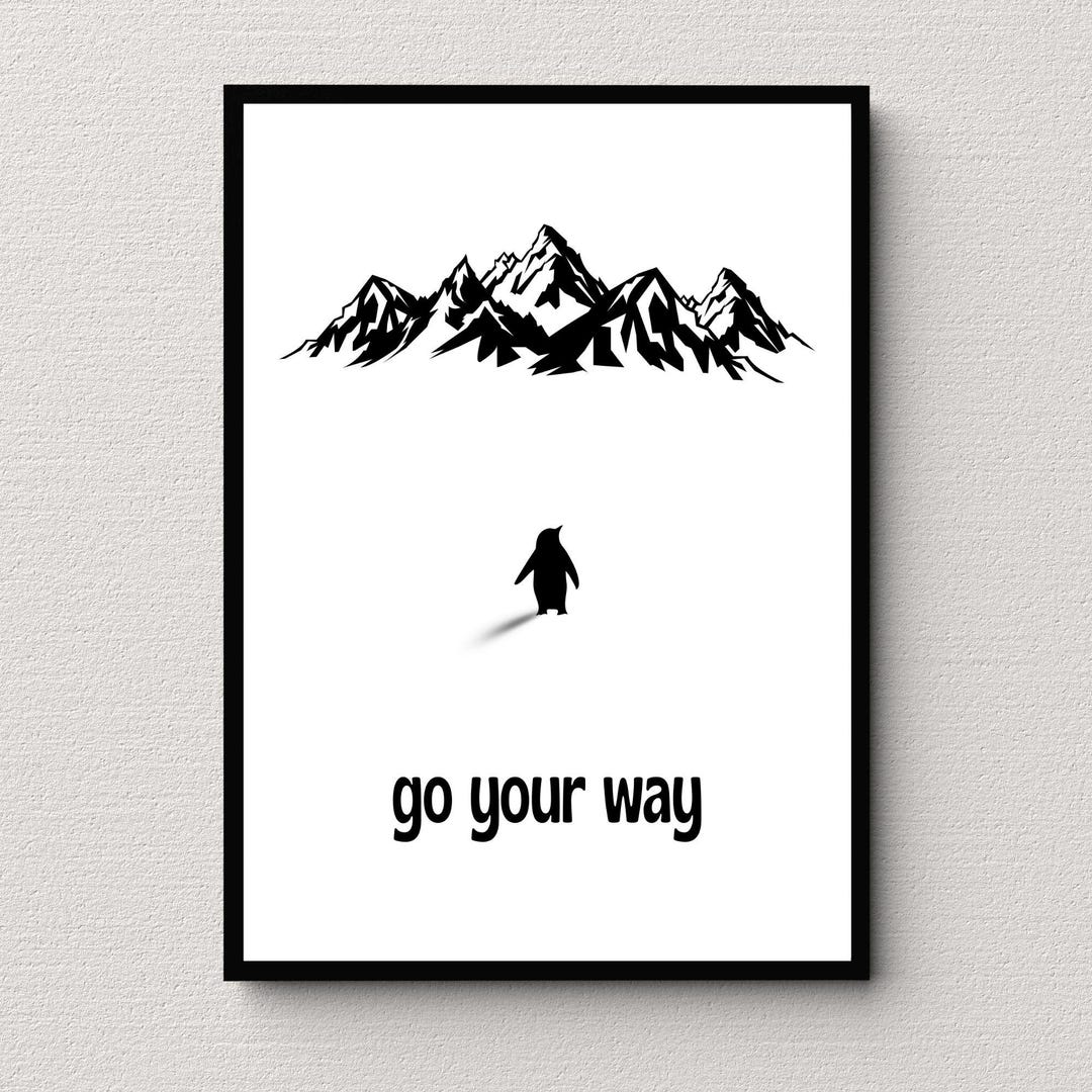Go Your Way Wall Art, Nihilist Penguin Print, Minimalist Poster ...
