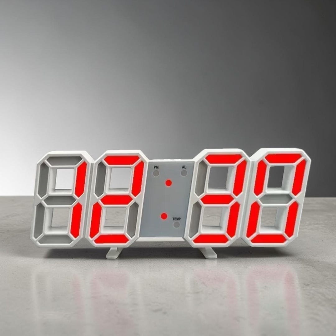 Modern LED Digital Alarm Clock, Desk or Wall Clock, Temperature Display ...
