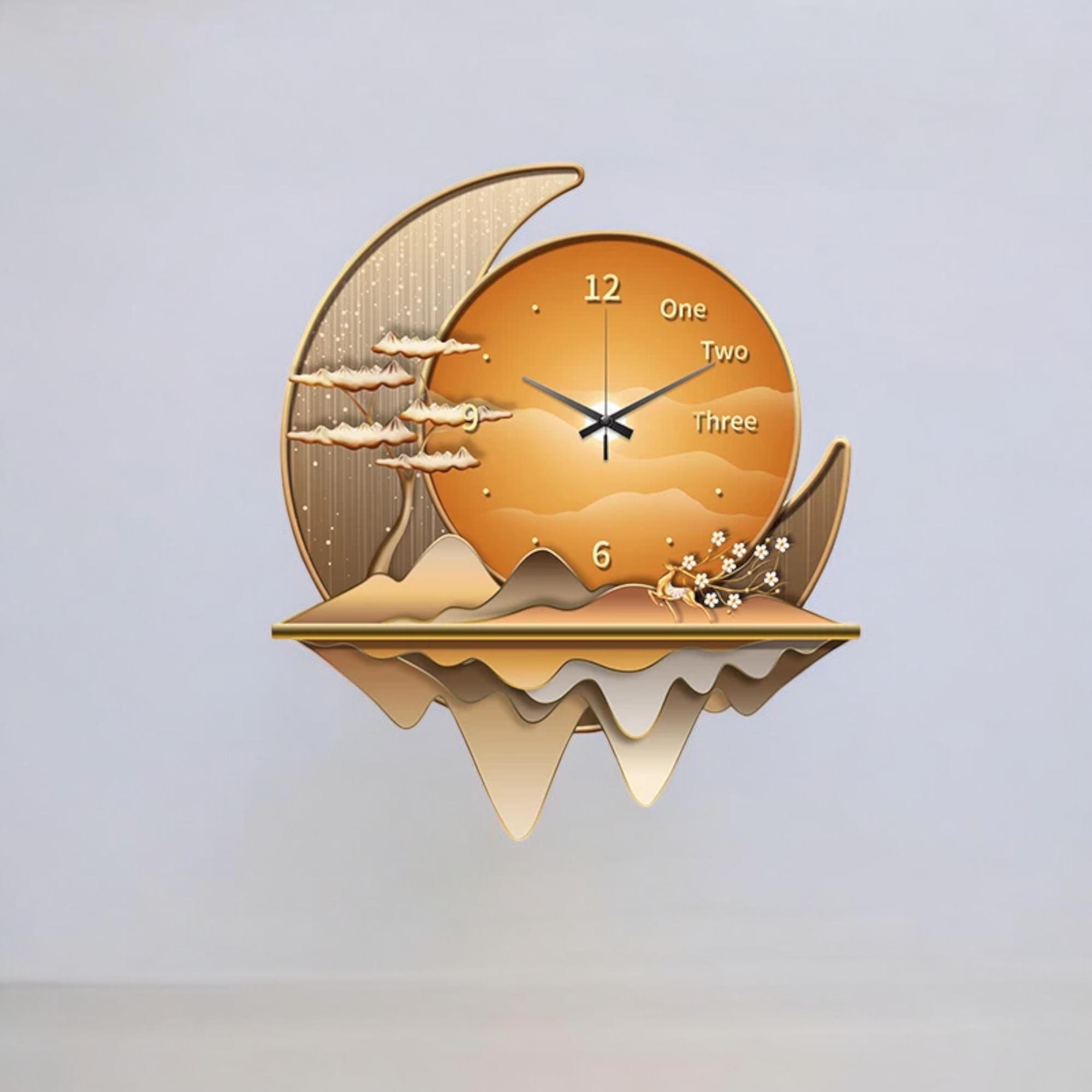 Large LED Wall Clock Modern Luxury Mountain Landscape Art Decor - Etsy