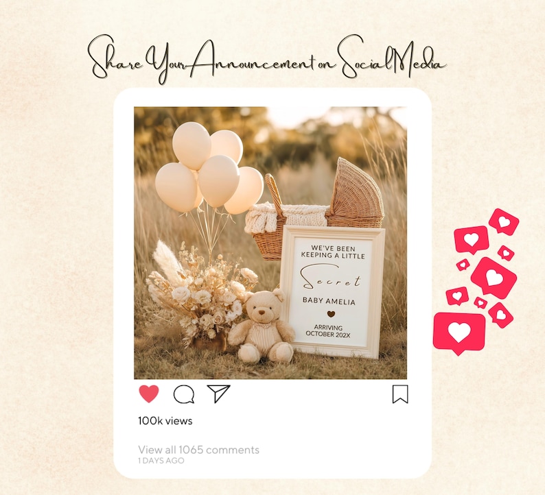 Neutral Pregnancy Announcement Template | Boho Minimalist Modern Baby ...