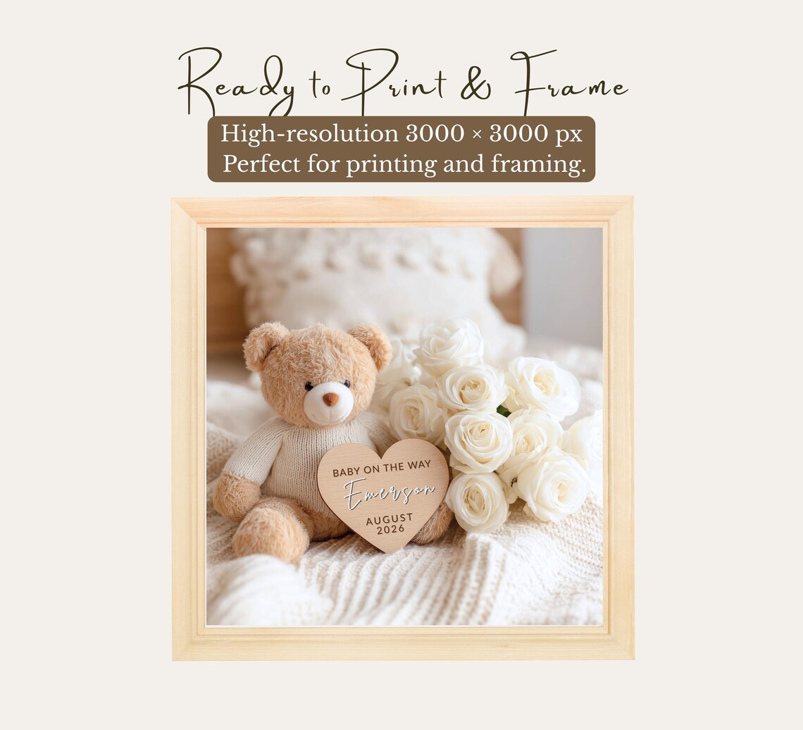 Gender Neutral Baby Announcement Template | Minimalist Teddy Bear ...