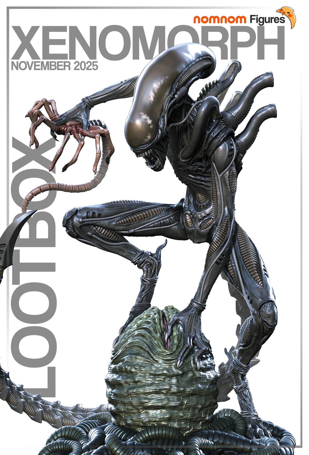 Xenomorph - Alien, Nom Nom Figures Collectible Figure 3D Printed Gray ...