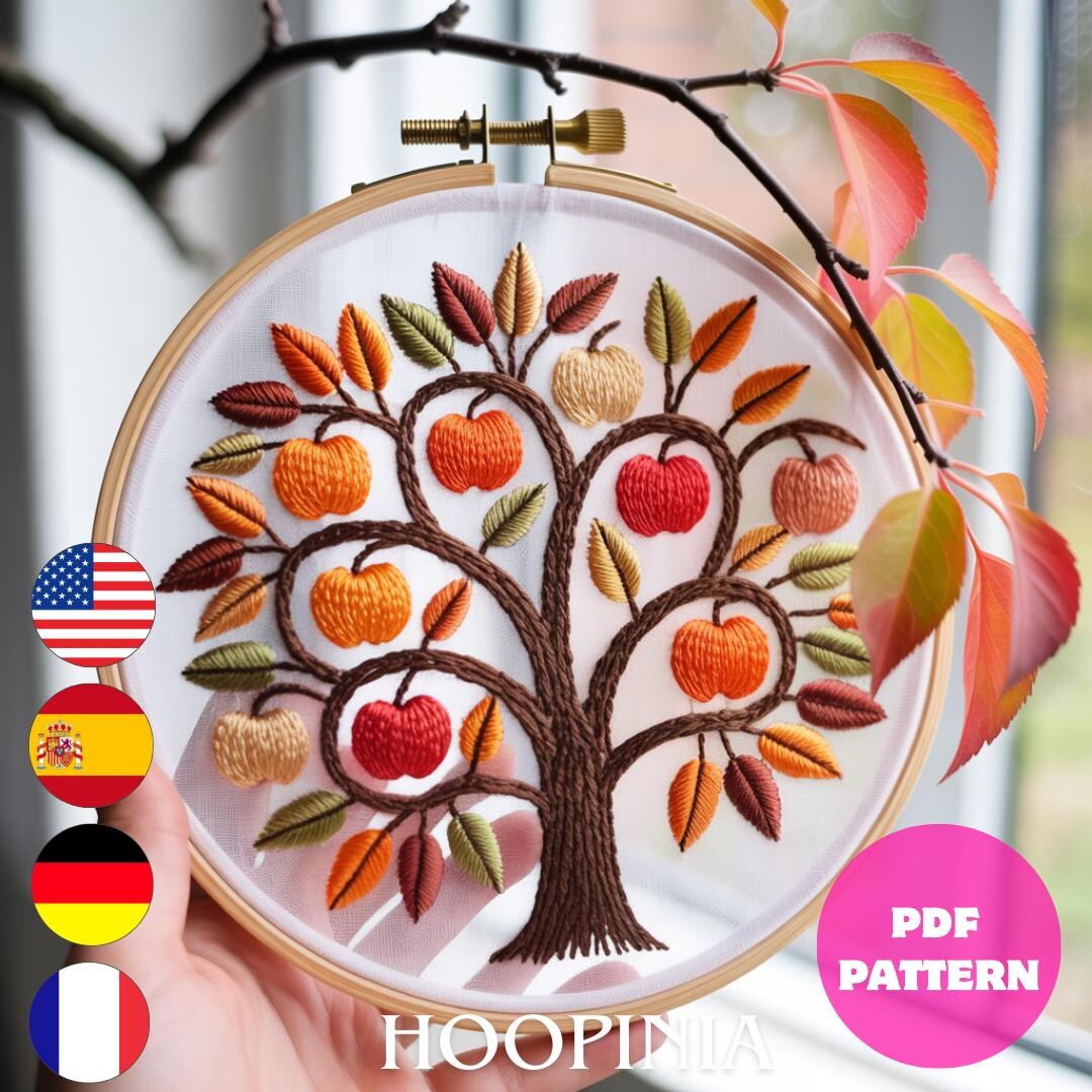 Autumn Tree Hand Embroidery Pattern PDF Botanical DMC Guide Beginner ...