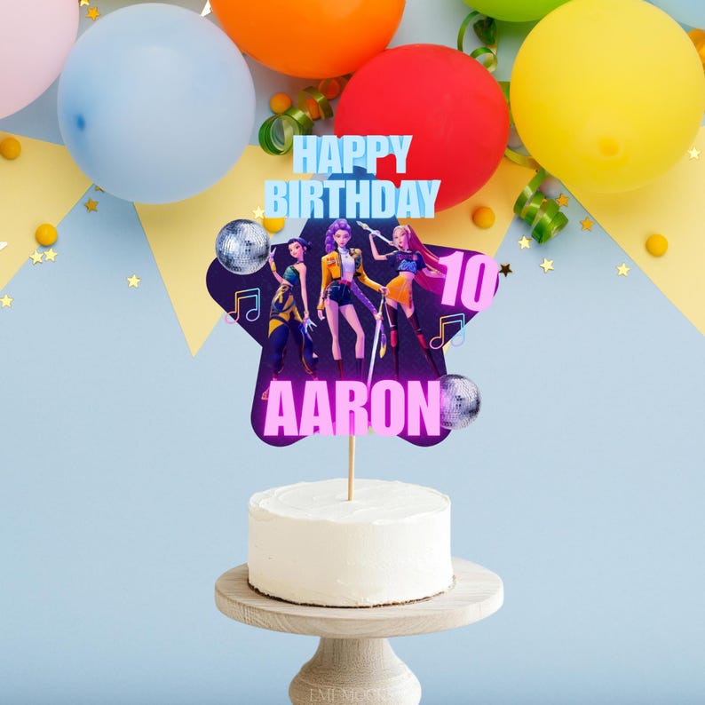 Editable Kpop Demon Hunters Cake Topper, Huntrix Kpop Birthday Toppers ...