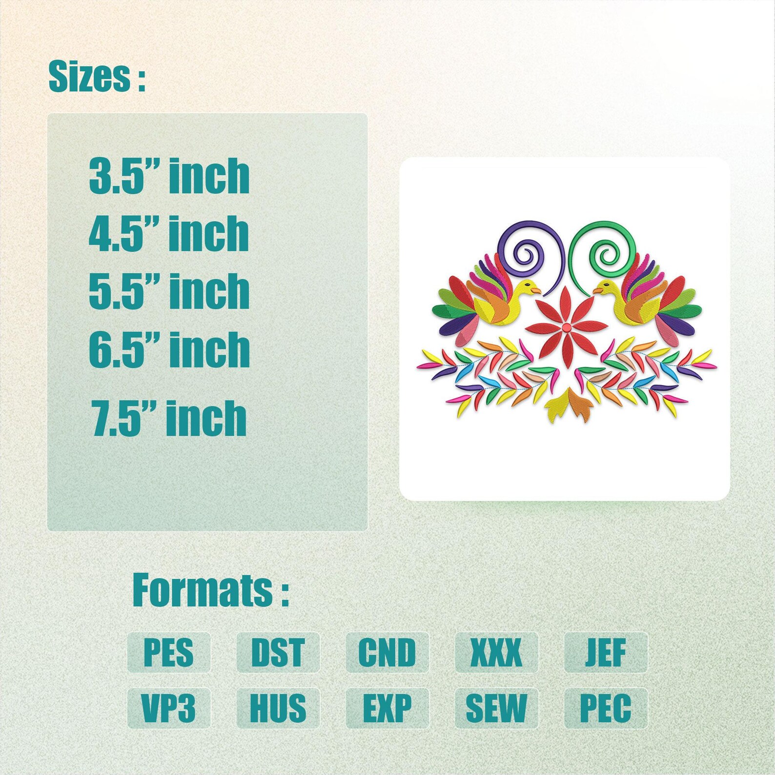 Otomi Bird Embroidery Design: Mexican Folk Art Machine Embroidery File ...