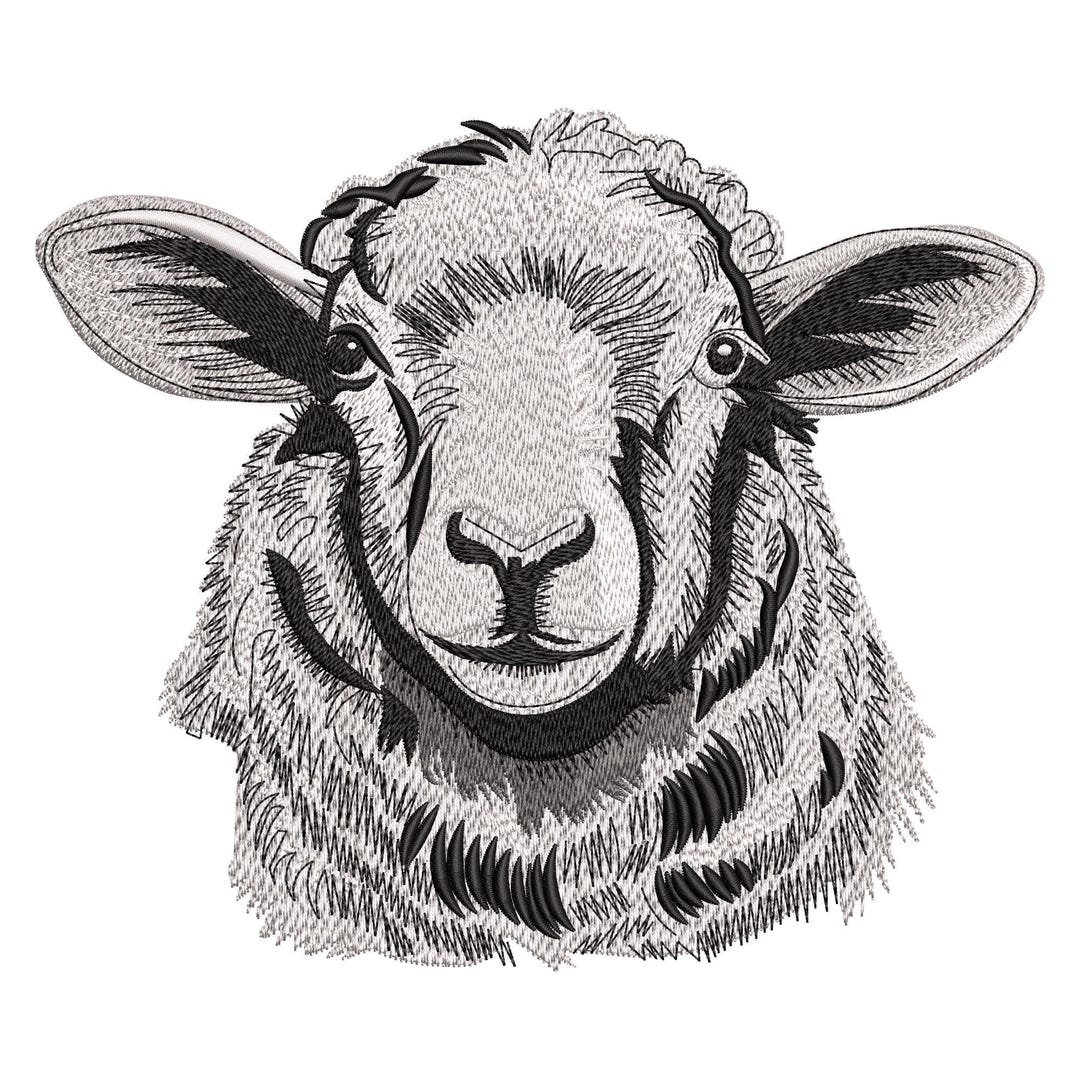 Sheep Face Embroidery: Farm Animal Design (machine File) PES, DST Etc ...