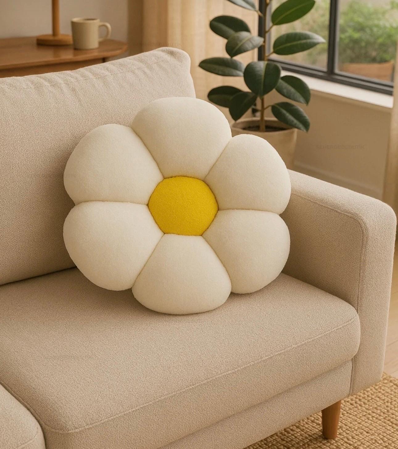 Daisy Flower Pillow 45x47 Cm | Cute Handmade Decorative Cushion | Cozy ...