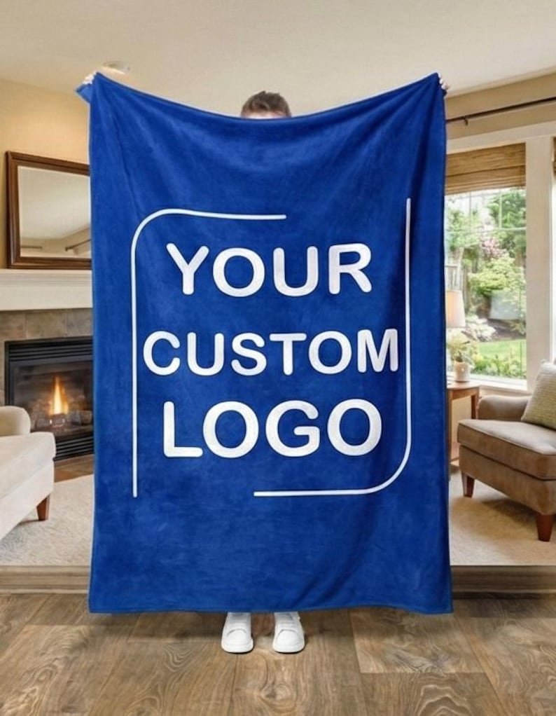 Custom Logo Blanket, Personalized Business Logo Throw, Company Gift ...