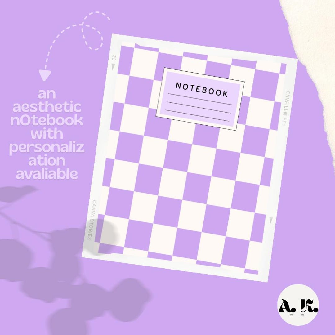 Lavender Checkerboard Notebook A5 | Wirobound Softcover | Lined Pages ...