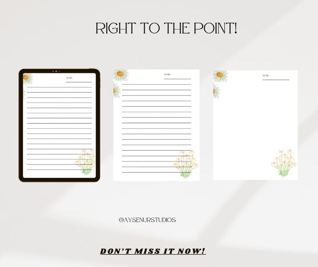 Sunflower Printable Notepad: Lined & Unlined Stationery (digital ...