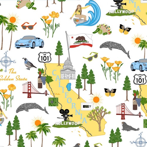California State Cotton Fabric by Windham Fabrics | Etsy