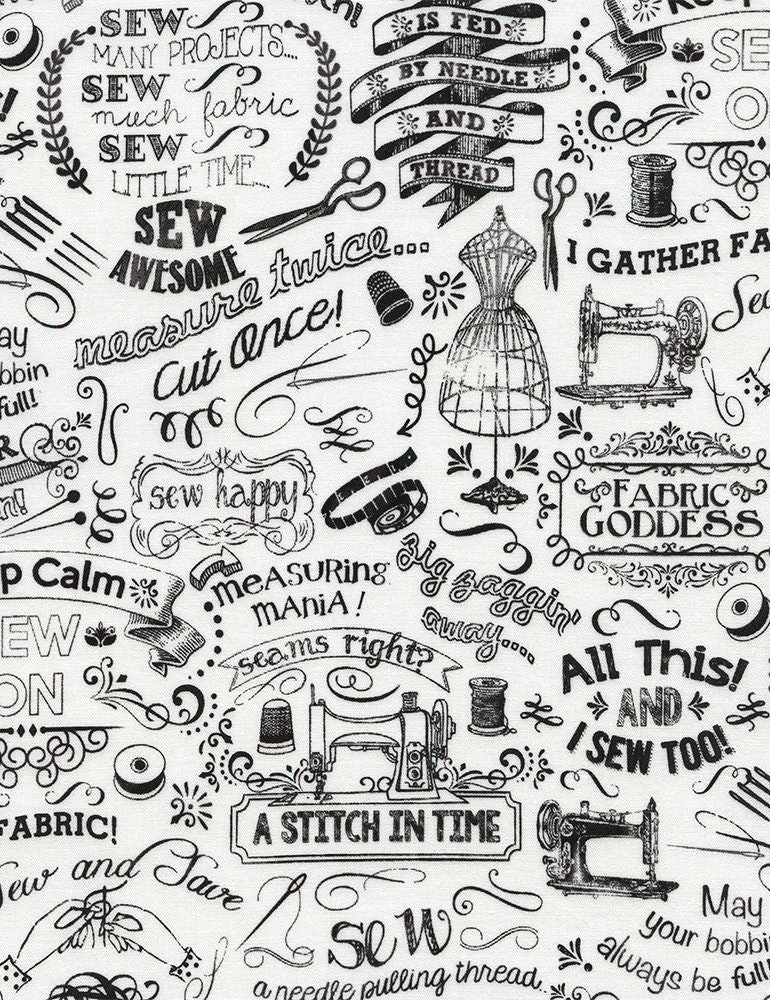Sewing Words and Designs on Cotton Fabric by Gail for Timeless ...