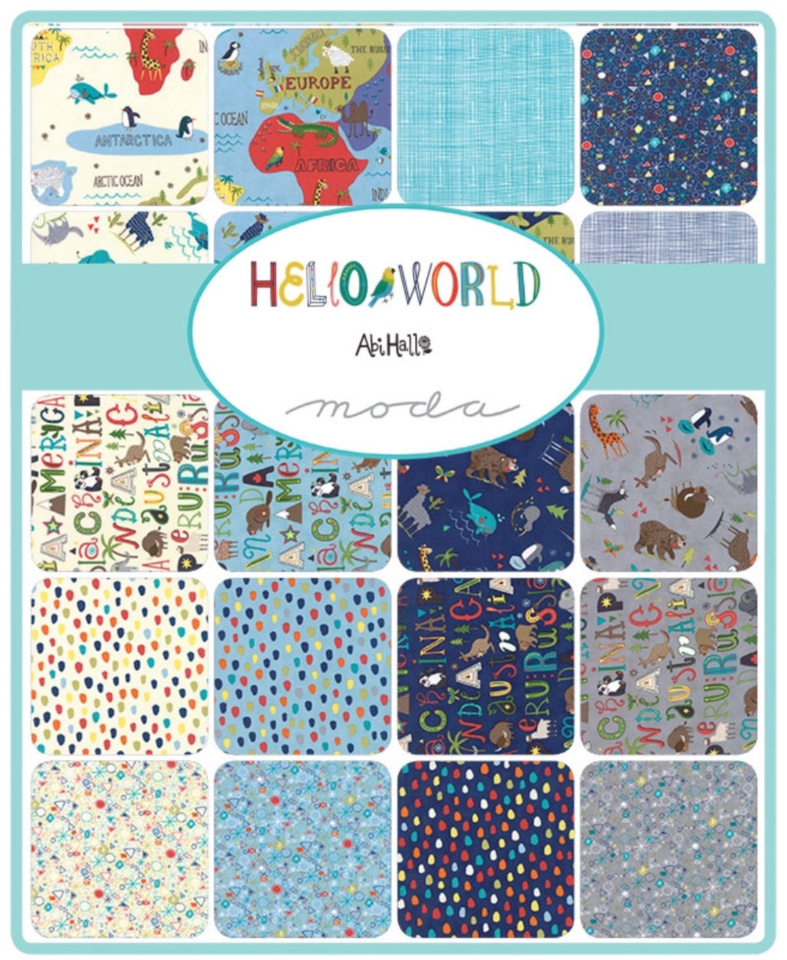 Hello World Cotton Fabric by Abbi Hall for Moda Fabric 35303 | Etsy