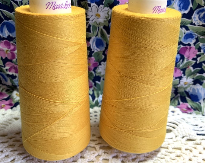 2 Gold Maxi-lock Serger Thread Cones 3000 Yard Spools, #27 Color - Etsy