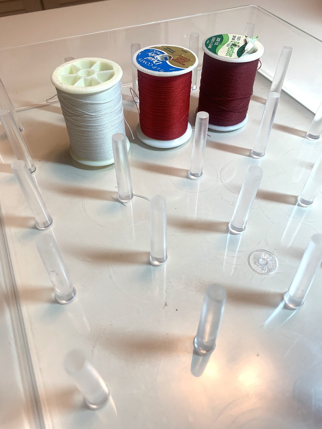 Vintage 40-spool Thread Box for Large Threads Clear Lucite Box Holder ...