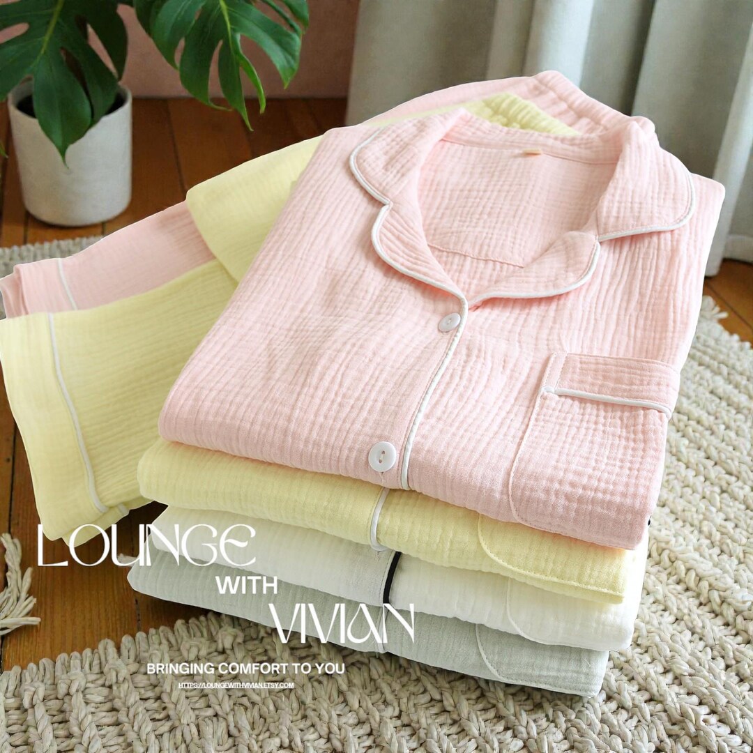 Gauze Cotton Pajama Set I Gauze Cotton Pajama I Gauze Loungewear I ...