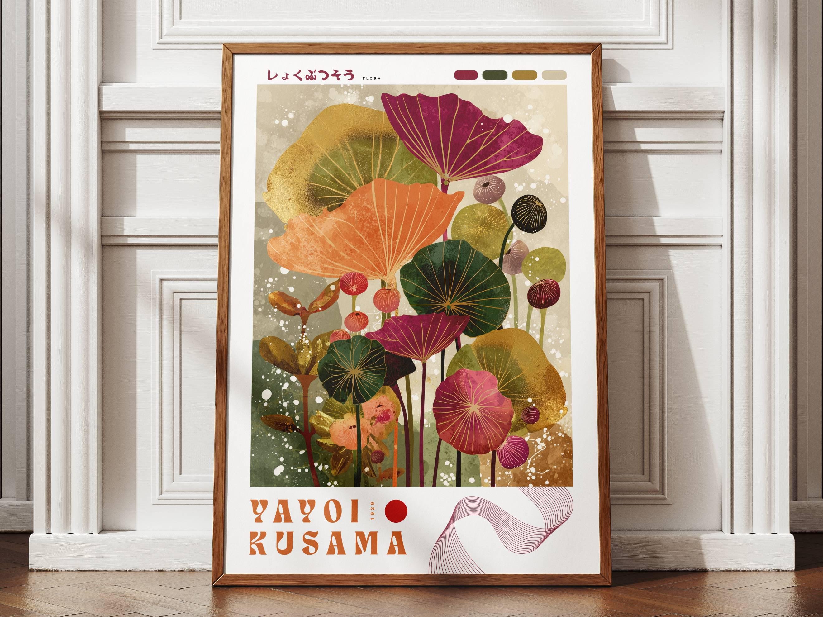 Yayoi Kusama Poster, Japanese Wall Art, Bright Asian Decor, Minimalist ...